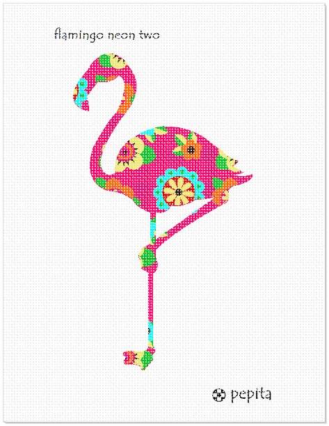 Flamingo Neon Two Needlepoint Kit or Canvas (Bird/Animal) | eBay