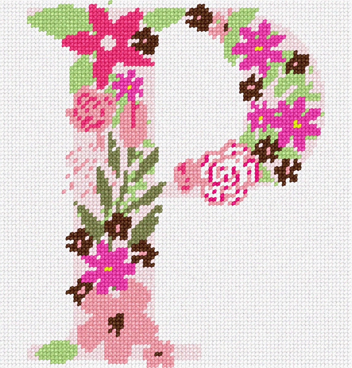 The Letter P Flowering Needlepoint Kit or Canvas (Floral/Alphabet ...
